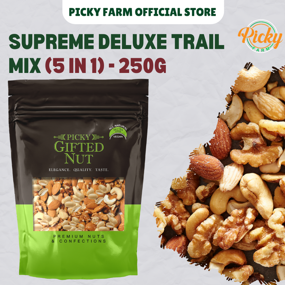 Supreme Deluxe Trail Mix (5-in-1 Nuts Only) 250g - 500g – pickyfarm